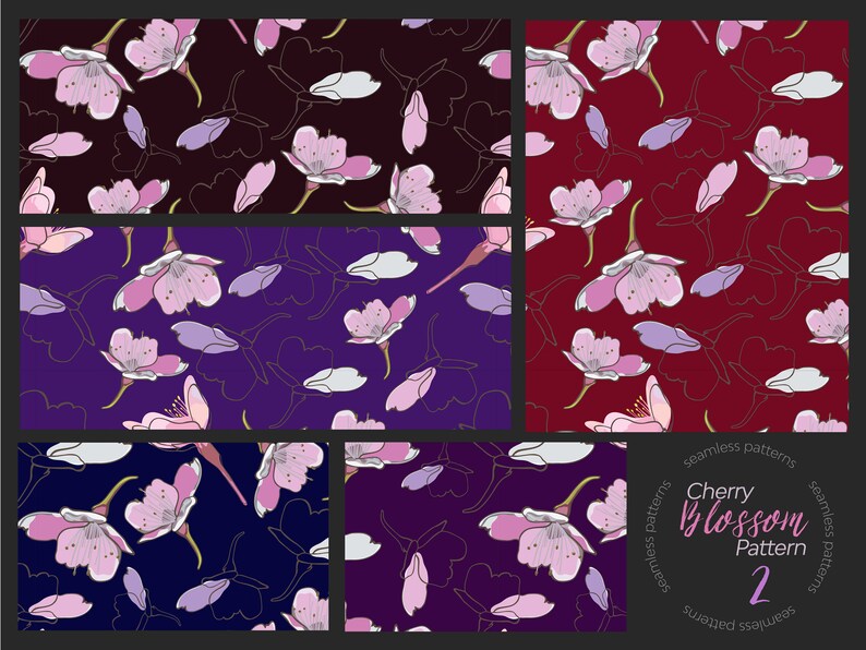 Japanese Digital Papers Cherry Blossoms No. 2 Seamless | Etsy