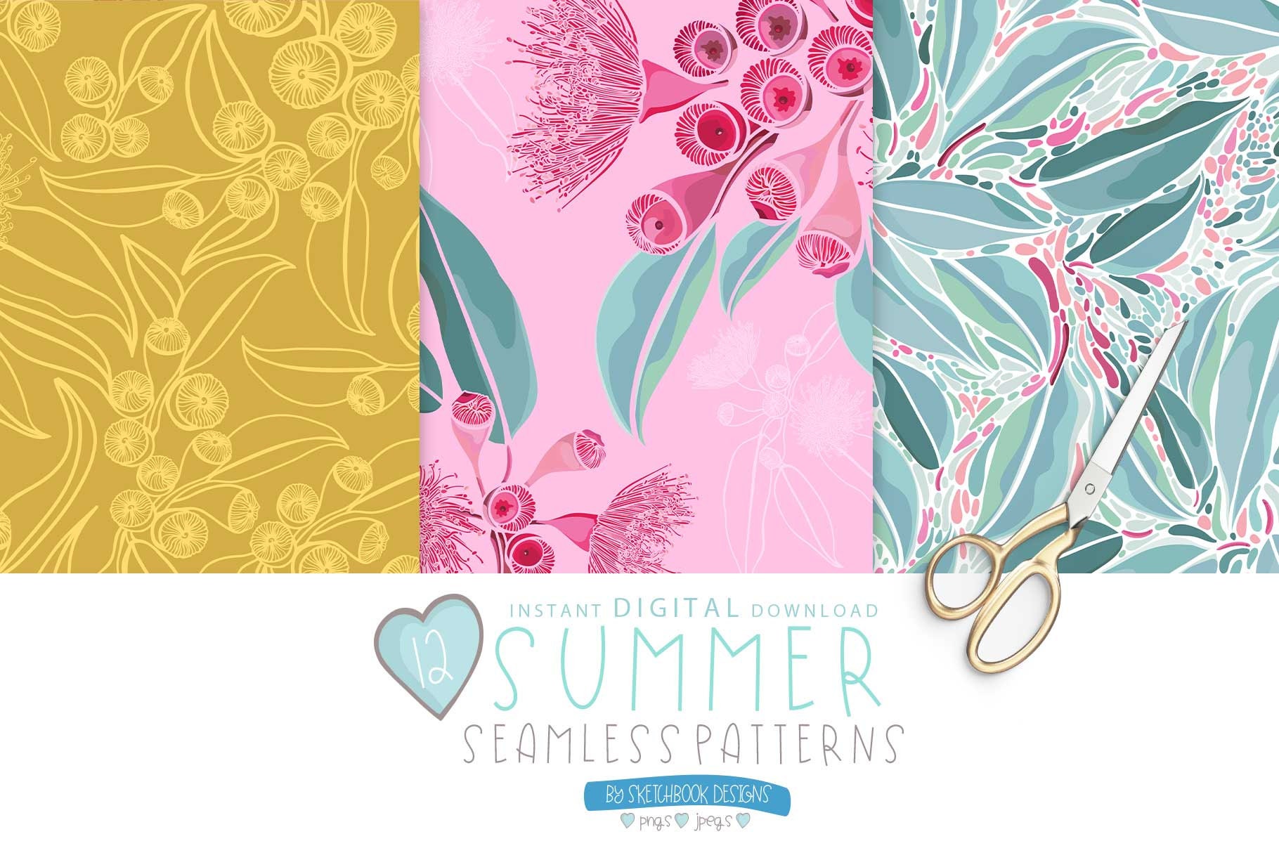 Summer Digital Seamless Pattern Set Instant Download - Floral Feminine ...