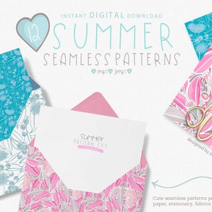Summer Digital Seamless Pattern Set Instant Download - Floral Feminine ...