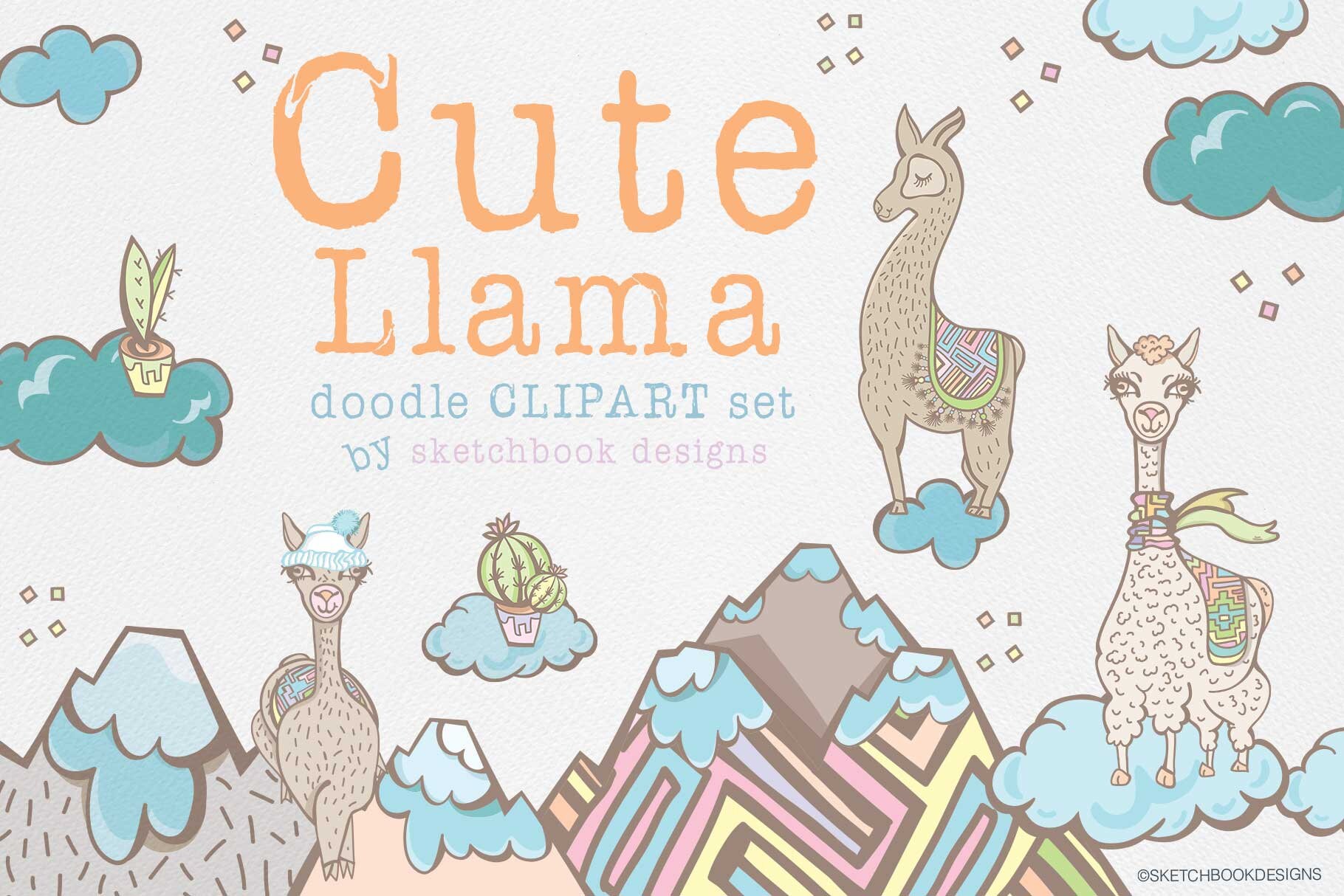 Cute Llama Digital Clipart Bundle Instant Download - Etsy