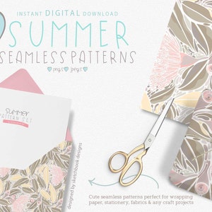 Summer Digital Seamless Pattern Set Instant Download - Floral Feminine ...
