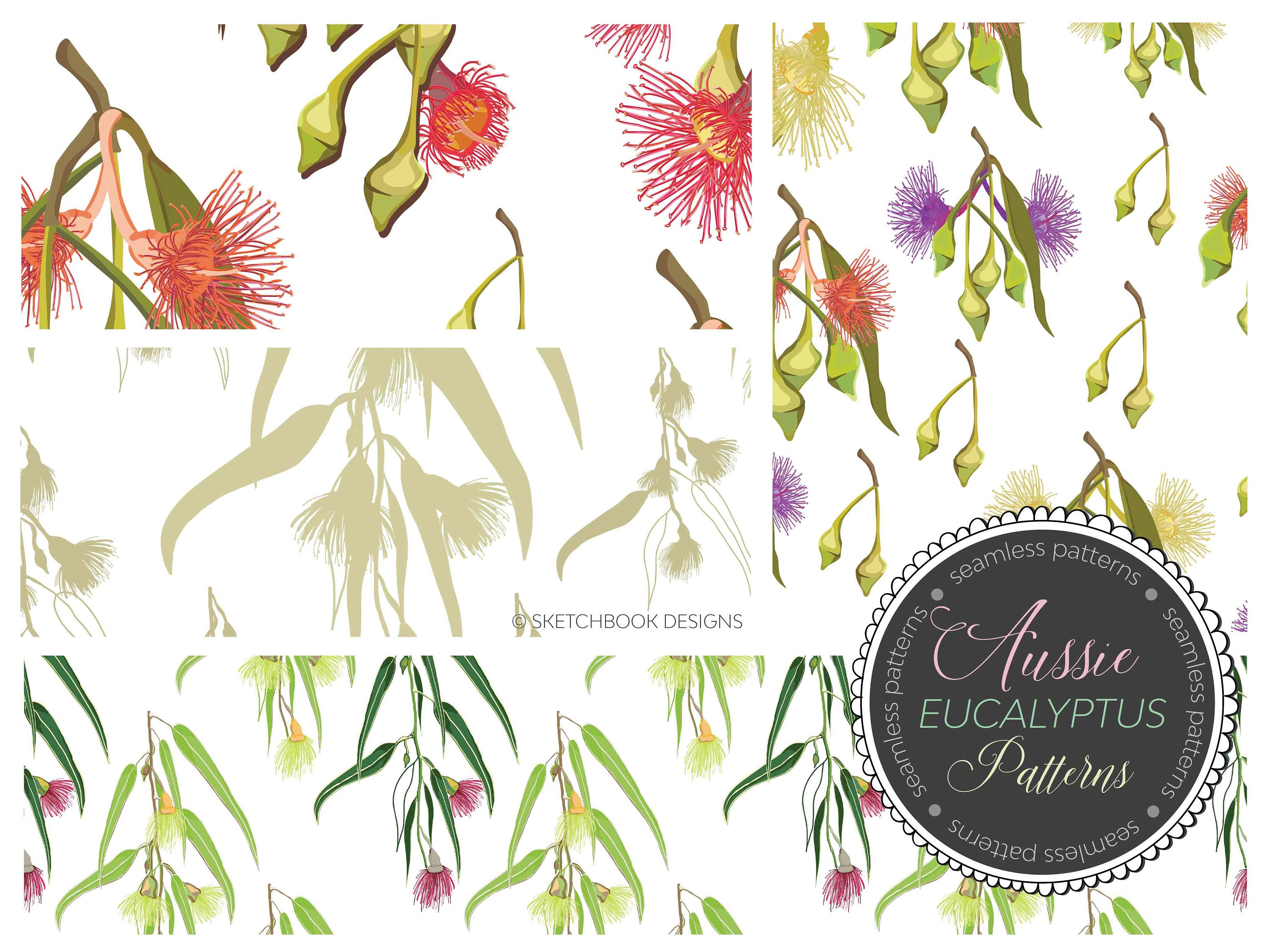 Aussie Eucalyptus Flower Digital Seamless Patterns - Etsy Australia