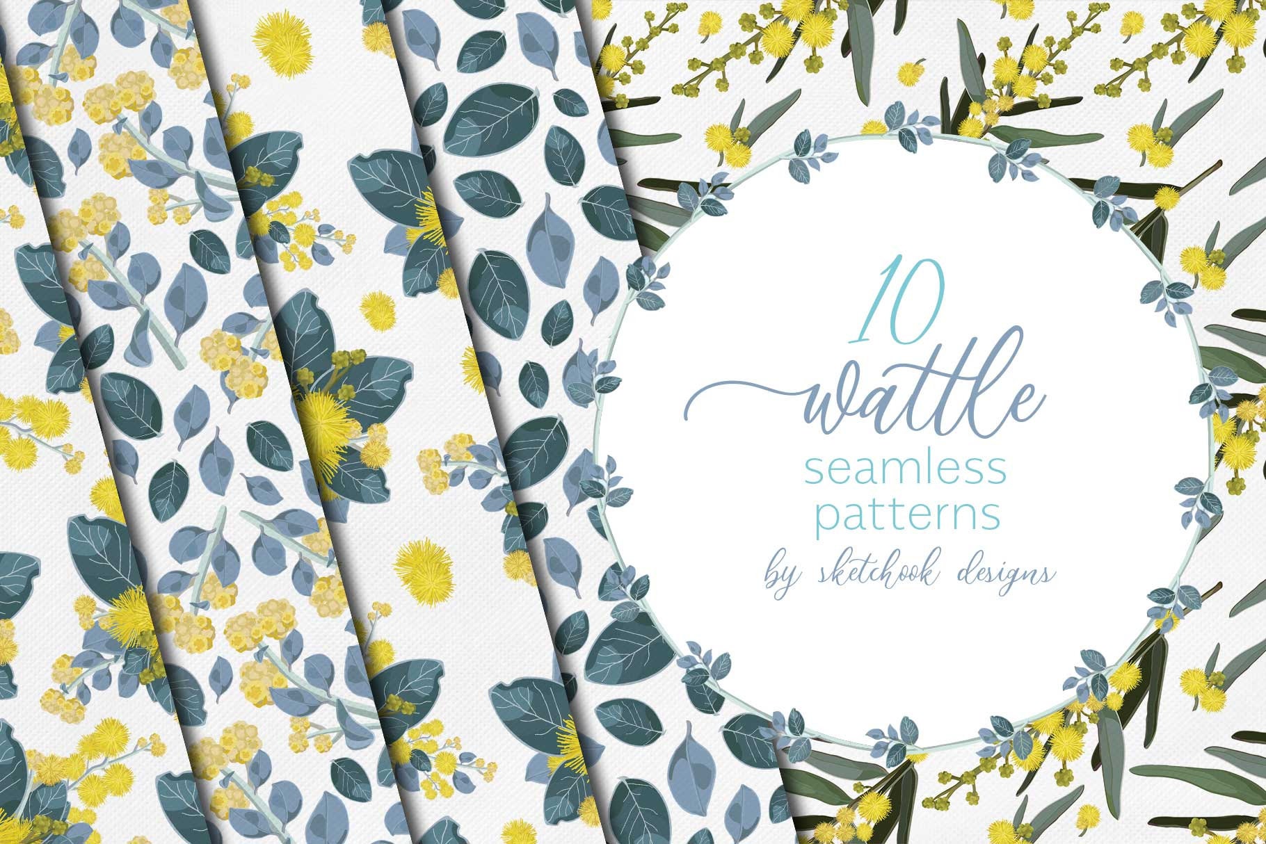 Wattle Floral Digital Seamless Patterns Paper Pack - Etsy Australia