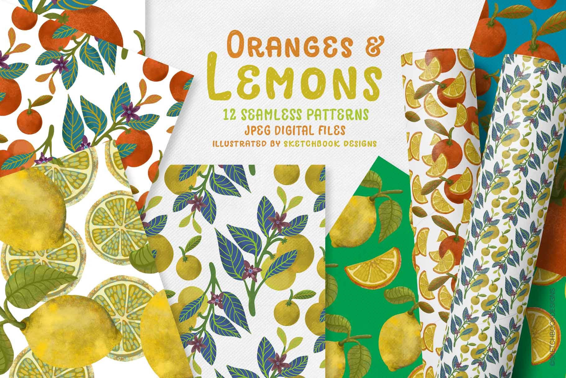 Oranges and Lemon Digital Paper Citrus Digital Summer Fruit - Etsy