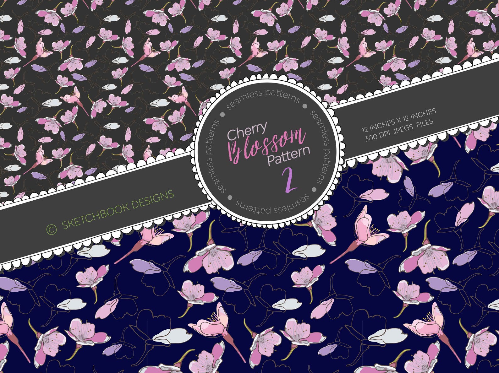 Japanese Digital Papers Cherry Blossoms No. 2 Seamless | Etsy