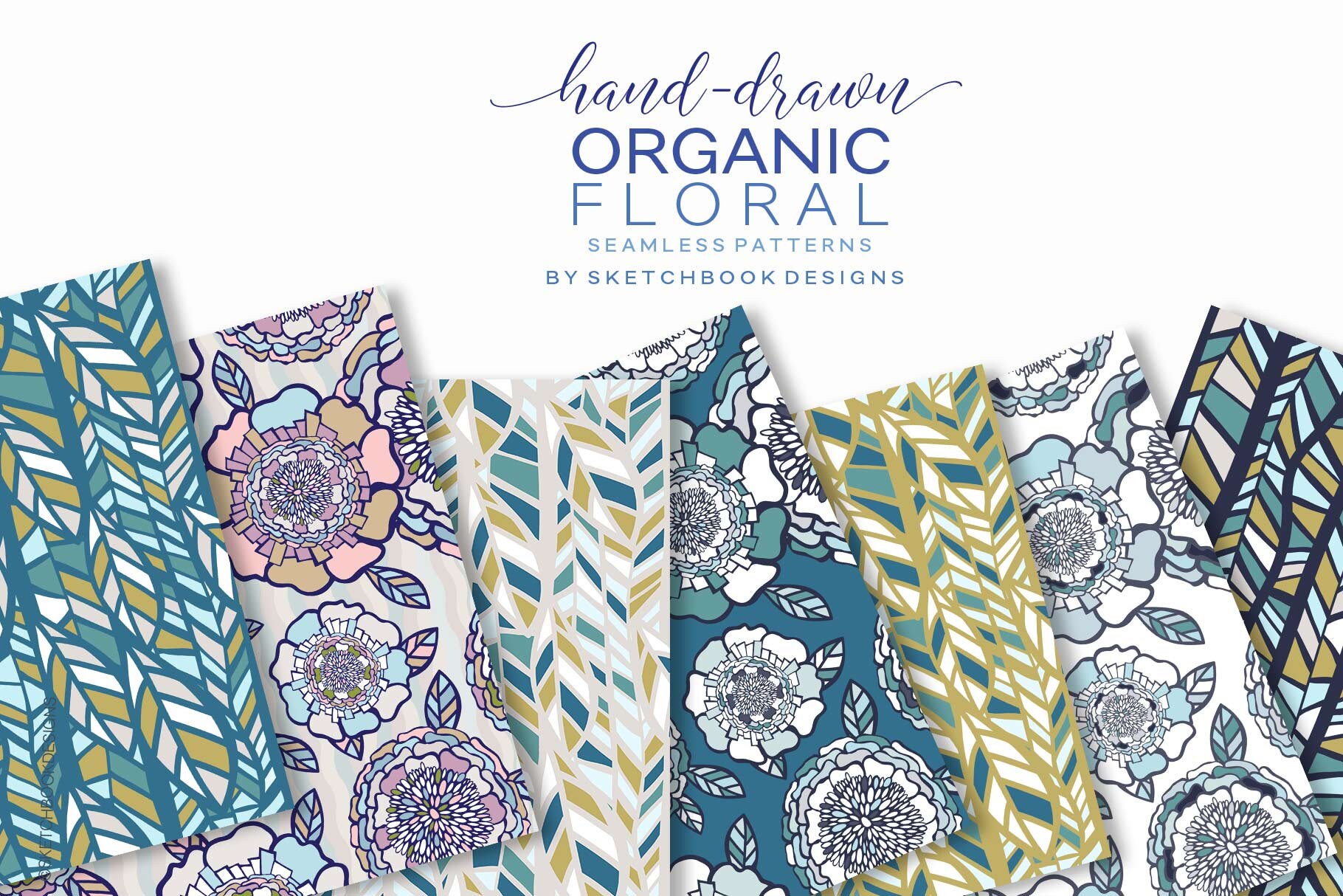 14 Organic Floral Doodles Digital Seamless Patterns Instant - Etsy