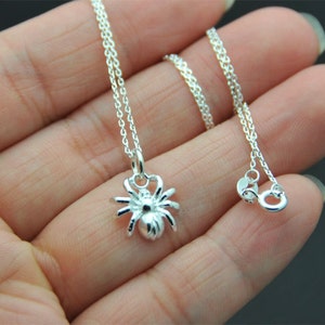 Dainty Sterling Silver Spider Necklace - Tiny Spider Necklace, Creepy ...