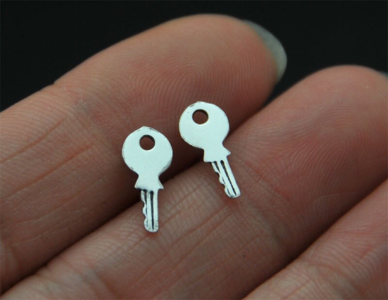 Sterling Silver Master Key and Key Ear Studs, Key Earring - Etsy