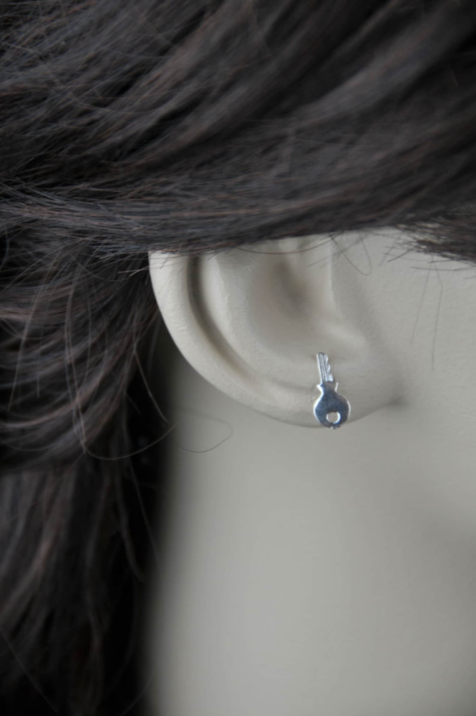 Sterling Silver Master Key and Key Ear Studs, Key Earring - Etsy
