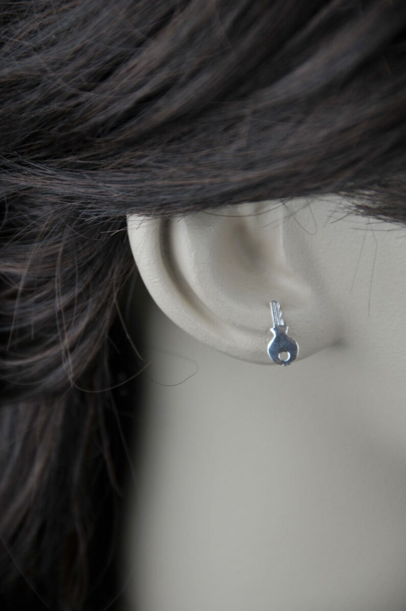 Sterling Silver Master Key and Key Ear Studs Key Earring - Etsy
