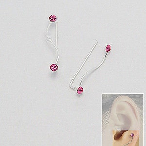 Single Ear Pin, Crystal Bobby Pin Earring, Sterling Silver, Spiral ...