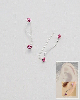 Single Ear Pin Crystal Bobby Pin Earring Sterling Silver - Etsy