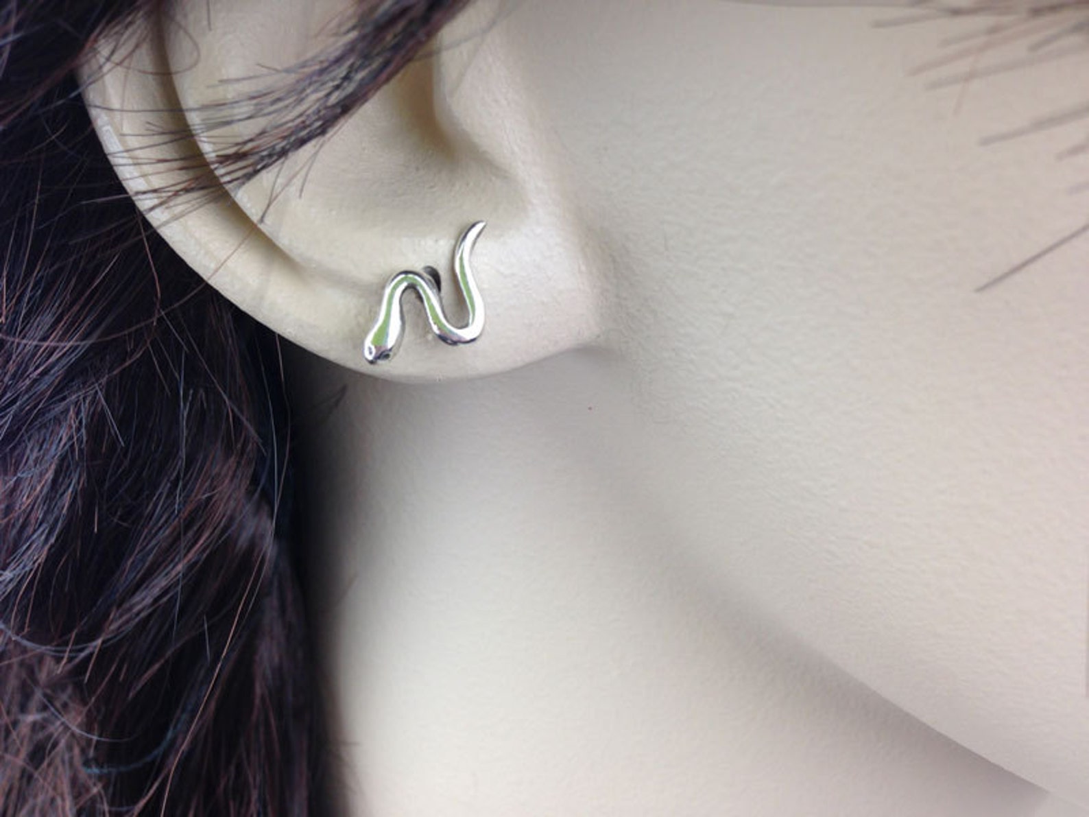 925 Sterling Silver Snake Stud Earrings Snake Cartilage Stud - Etsy