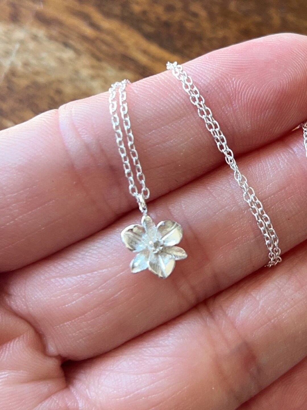 Sterling Silver Orchid Necklace, Sterling Silver Simple Orchid Charm ...