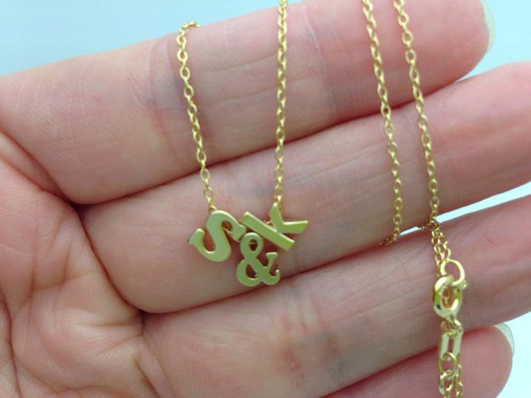 Couple Initials Necklace, Two Initial Necklace, Personalized Necklace ...