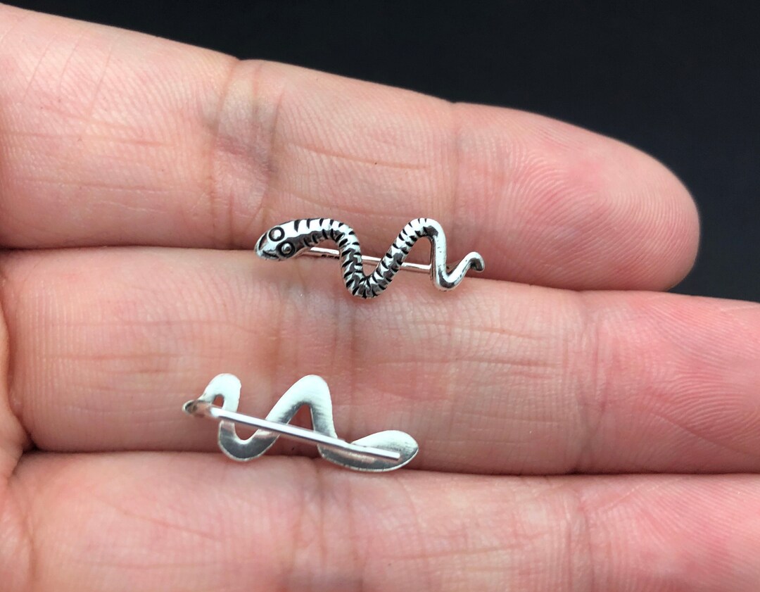 Single Snake Pin Stud, Pin for Ear, Bobby Pin Earring, Sterling Silver ...
