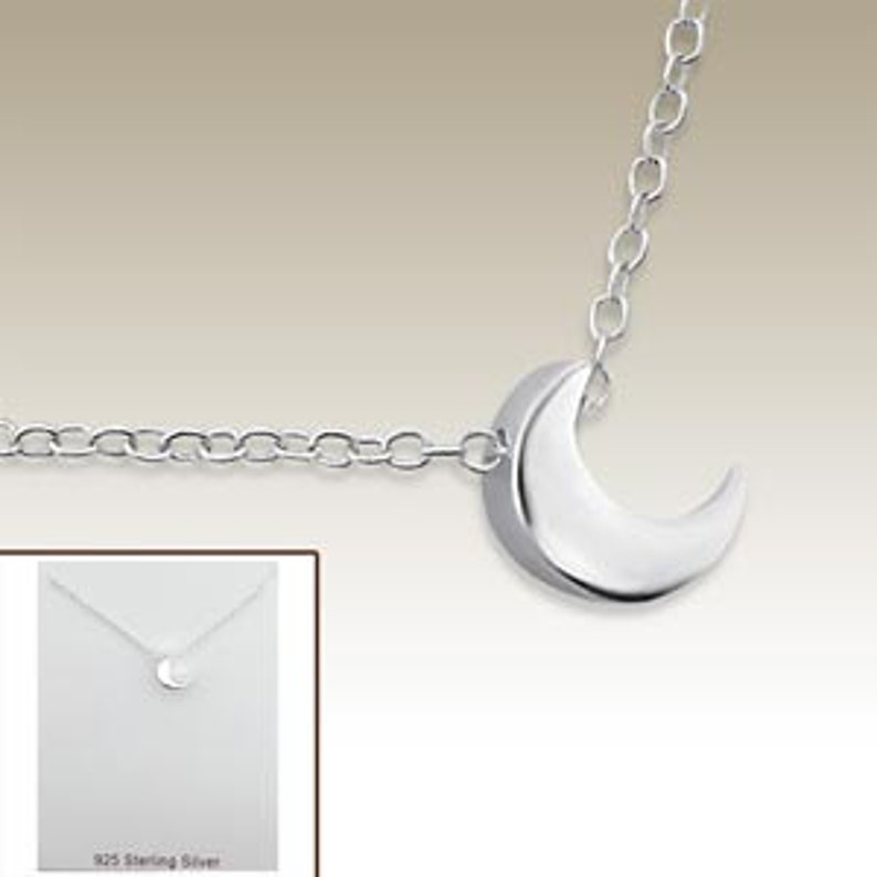 Dainty All Sterling Silver Crescent Moon Necklace Tiny Moon - Etsy