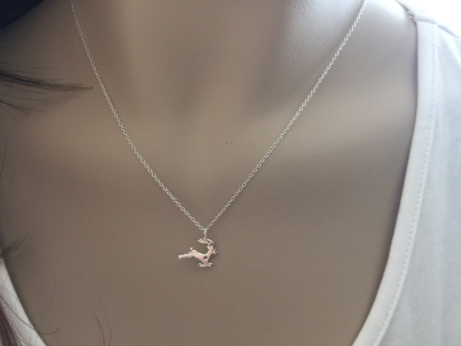 All sterling silver Reindeer Necklace Sterling Silver nature | Etsy