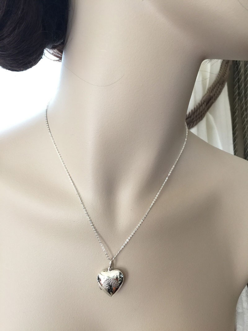 Large All Sterling Silver Heart Locket Necklace Love Charm | Etsy