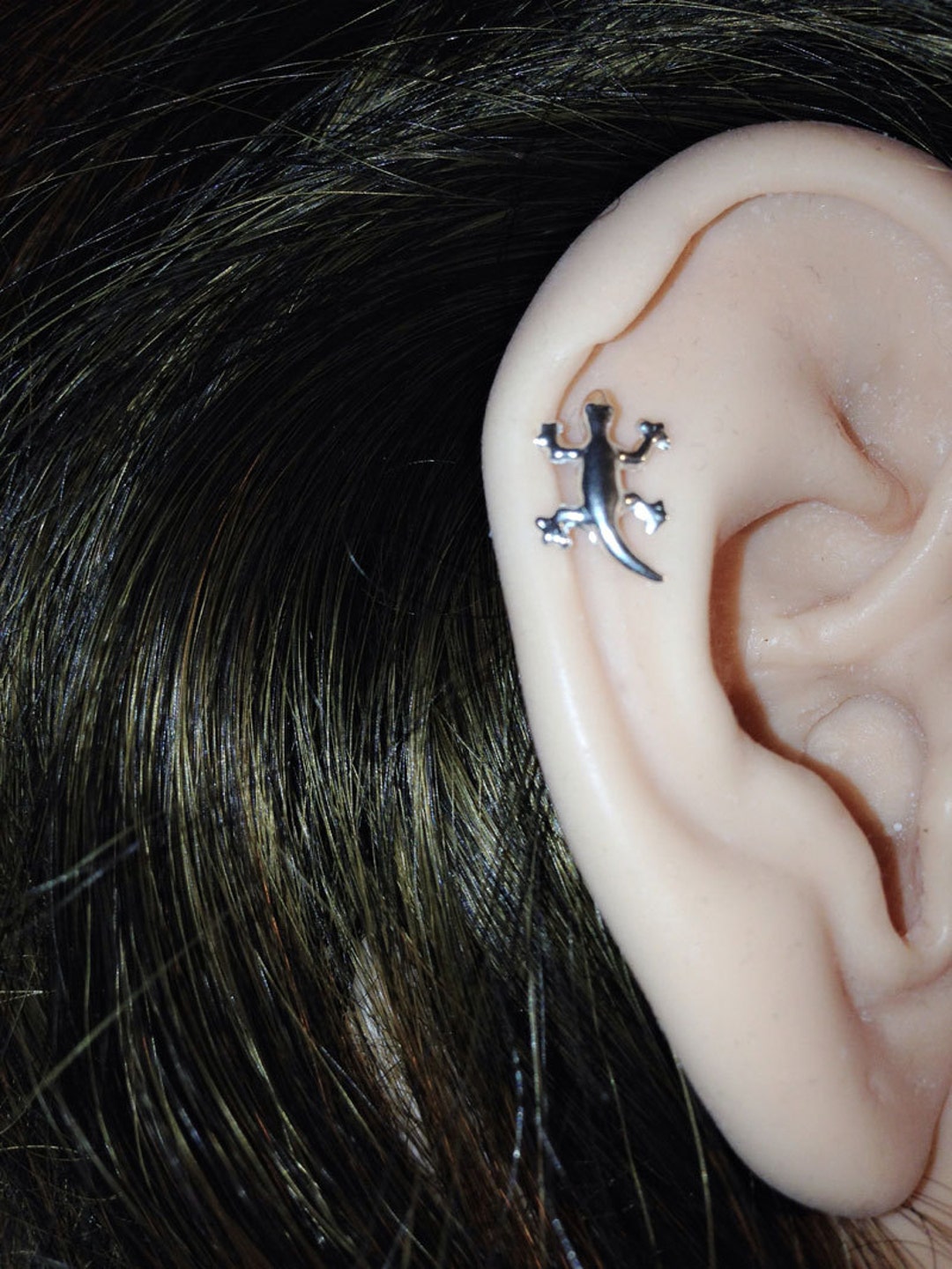 Tiny Gecko Cartilage Earrings in Sterling Silver 925, Lizard Post ...
