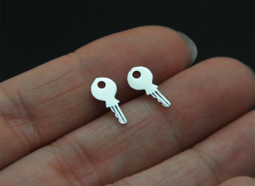Sterling Silver Master Key and Key Ear Studs, Key Earring - Etsy