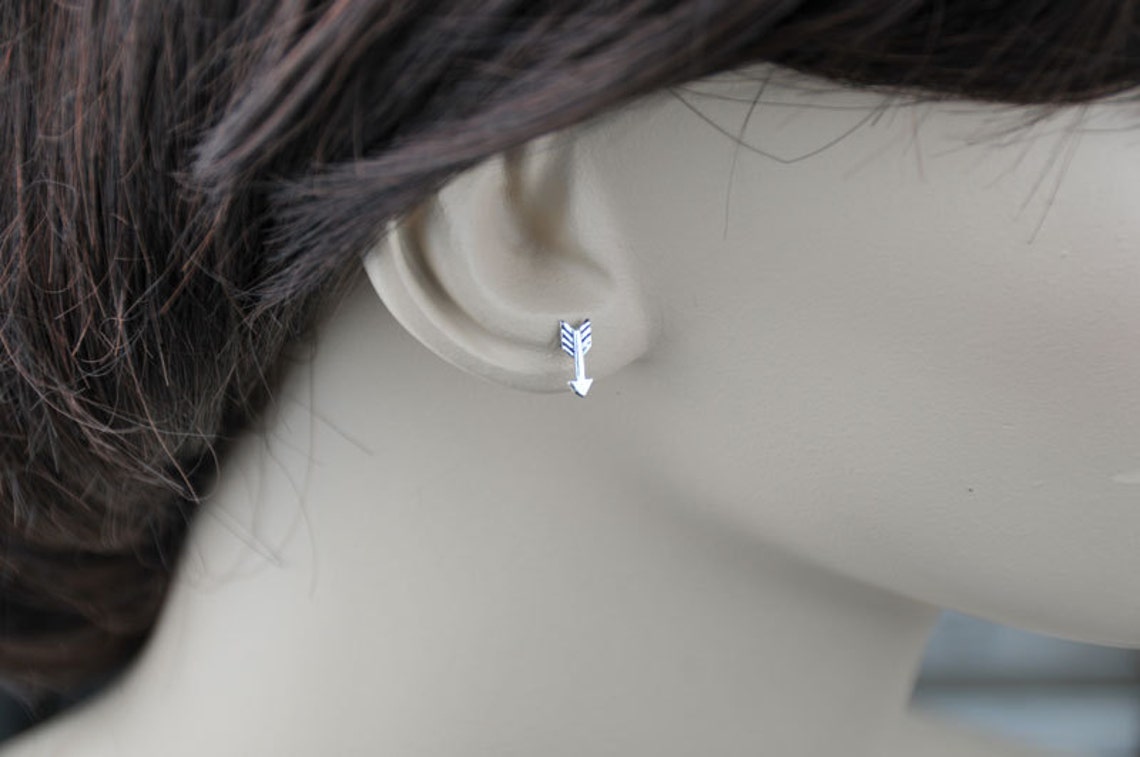 Tiny Arrows Sterling Silver Stud Earrings Arrows Ear Studs | Etsy