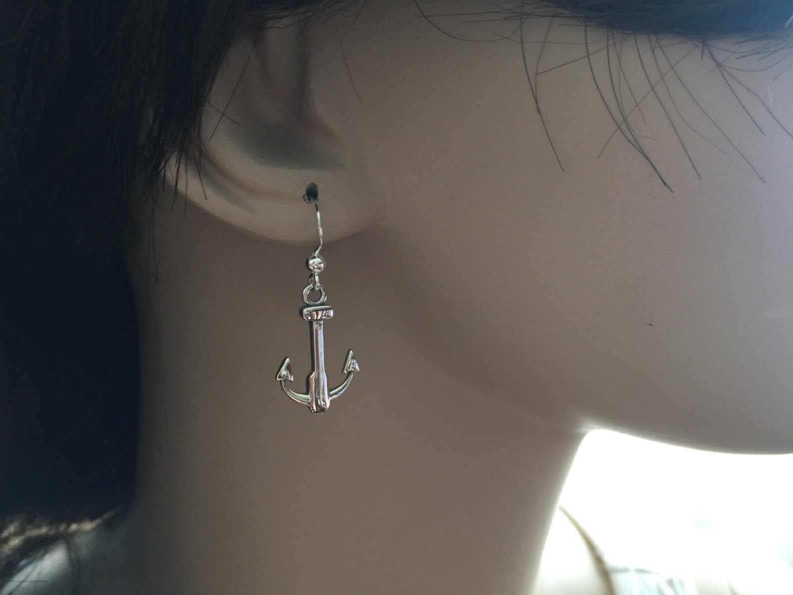 All Sterling Silver Marine Anchor Earring, Dangle Sterling Silver ...