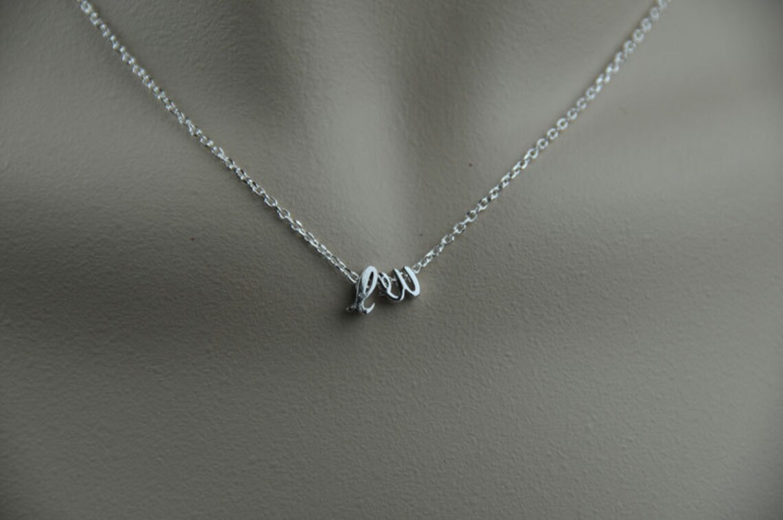 Cursive Initials Necklace Two Initial Necklace Personalized - Etsy