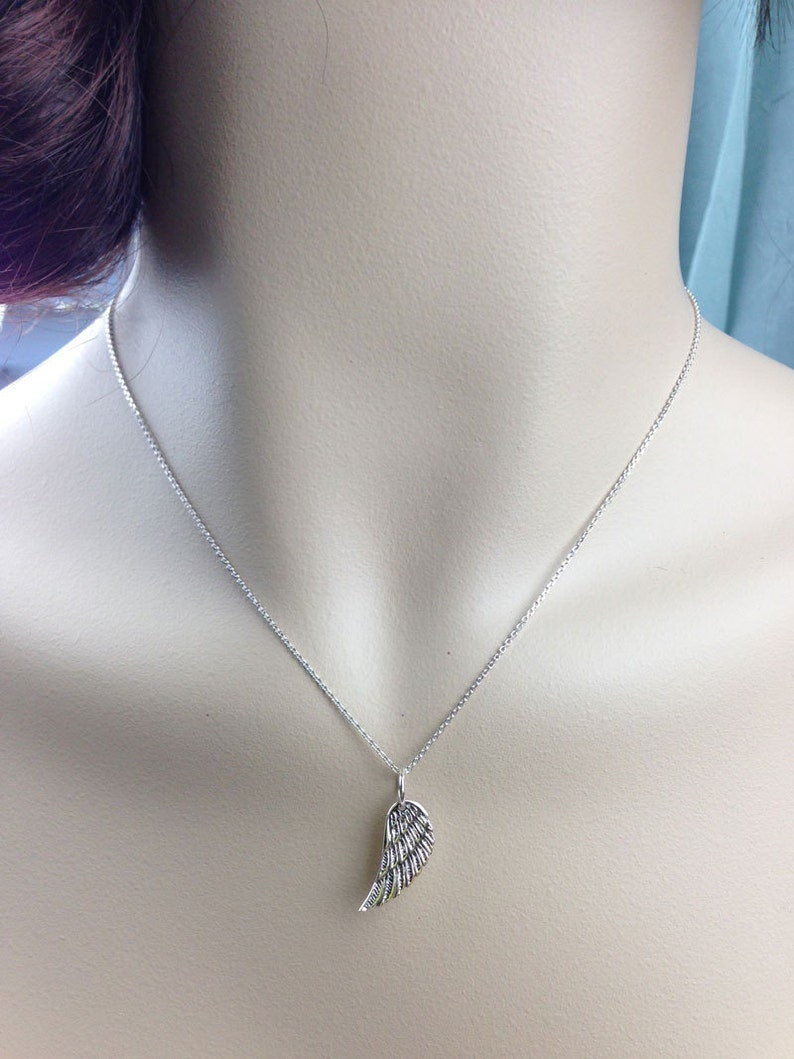 Medium Dainty All Sterling Silver Wing Necklace, Angel Wing Necklace ...