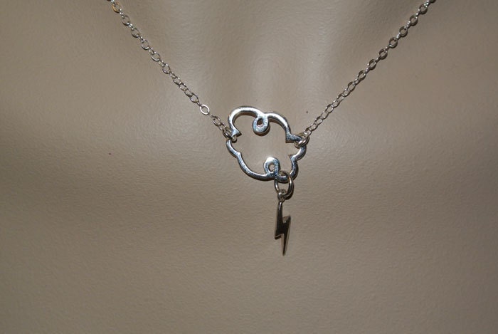Lightning Storm Cloud Sterling Silver Charm Clouds Necklace Jewelry - Etsy