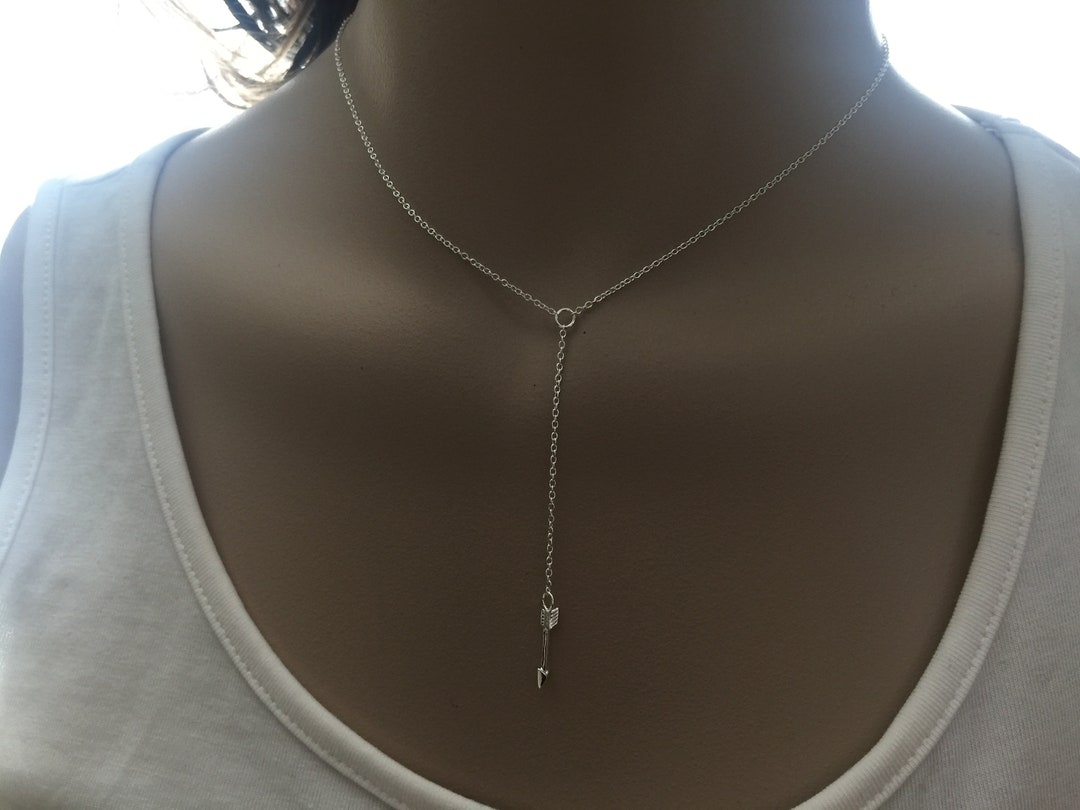 Arrow Lariat Necklace. Arrow Y Necklace. Arrow Charm Necklace, Dainty ...