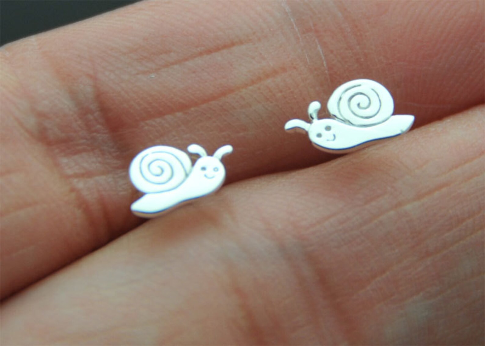Tiny Snails Silver Sterling Stud Earrings Good Luck - Etsy