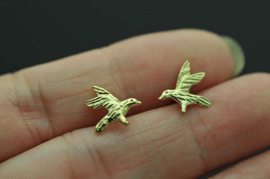 14K - Gold Vermeil Eagle Stud Earrings - Tiny Eagle Studs - , Hawk Stud ...