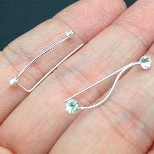 Single Ear Pin, Crystal Bobby Pin Earring, Sterling Silver, Spiral ...