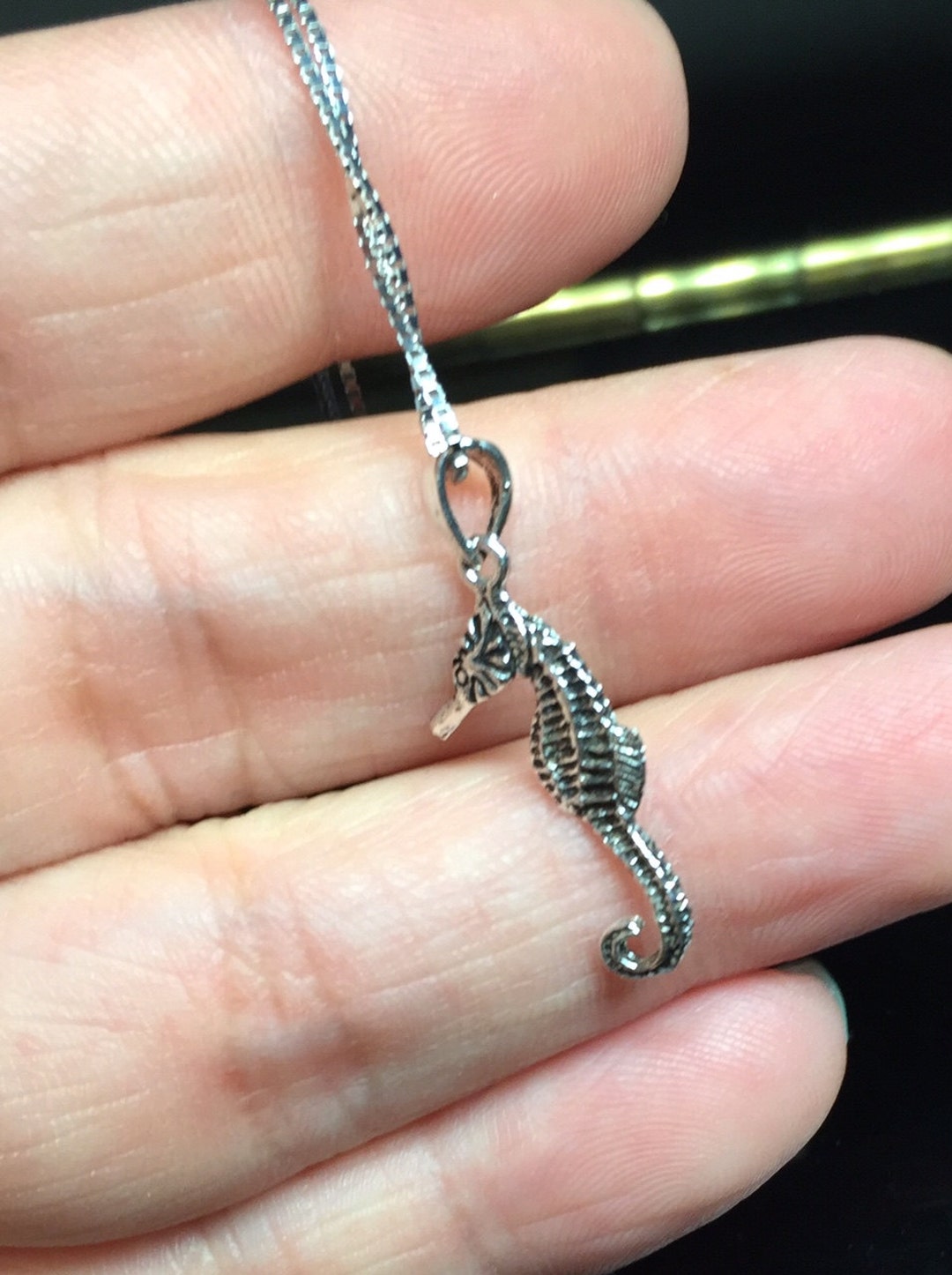 Sterling Silver Seahorse Necklace - Etsy