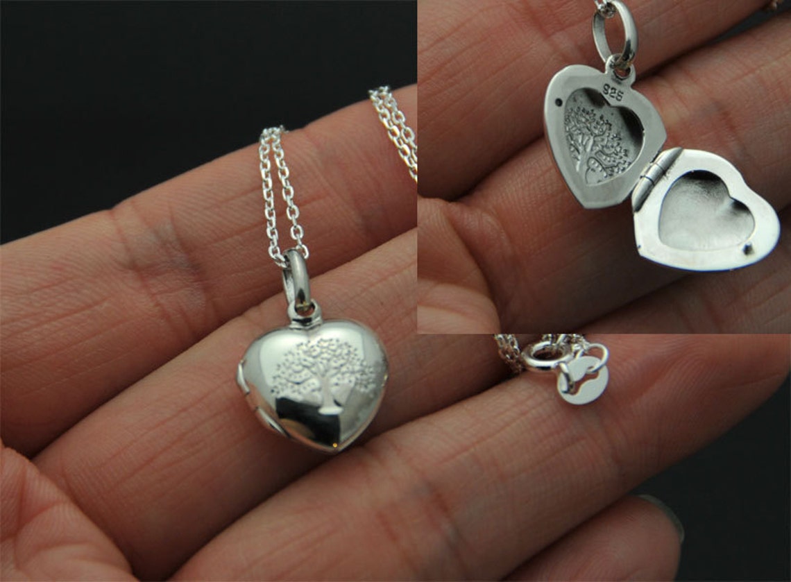 All Sterling Silver Heart Locket Necklace Love Charm - Etsy