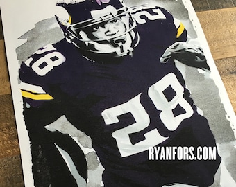 Minnesota Adrian Peterson Portrait Sports Print Art 11x17 - Etsy