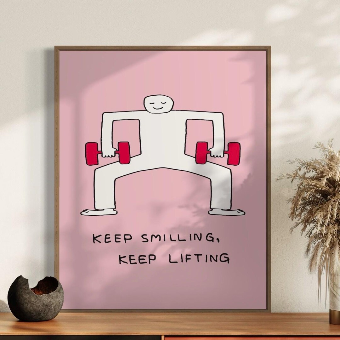 Keep Smiling, Keep Lifting-motivational Gym Poster, Fitness Print, Home ...