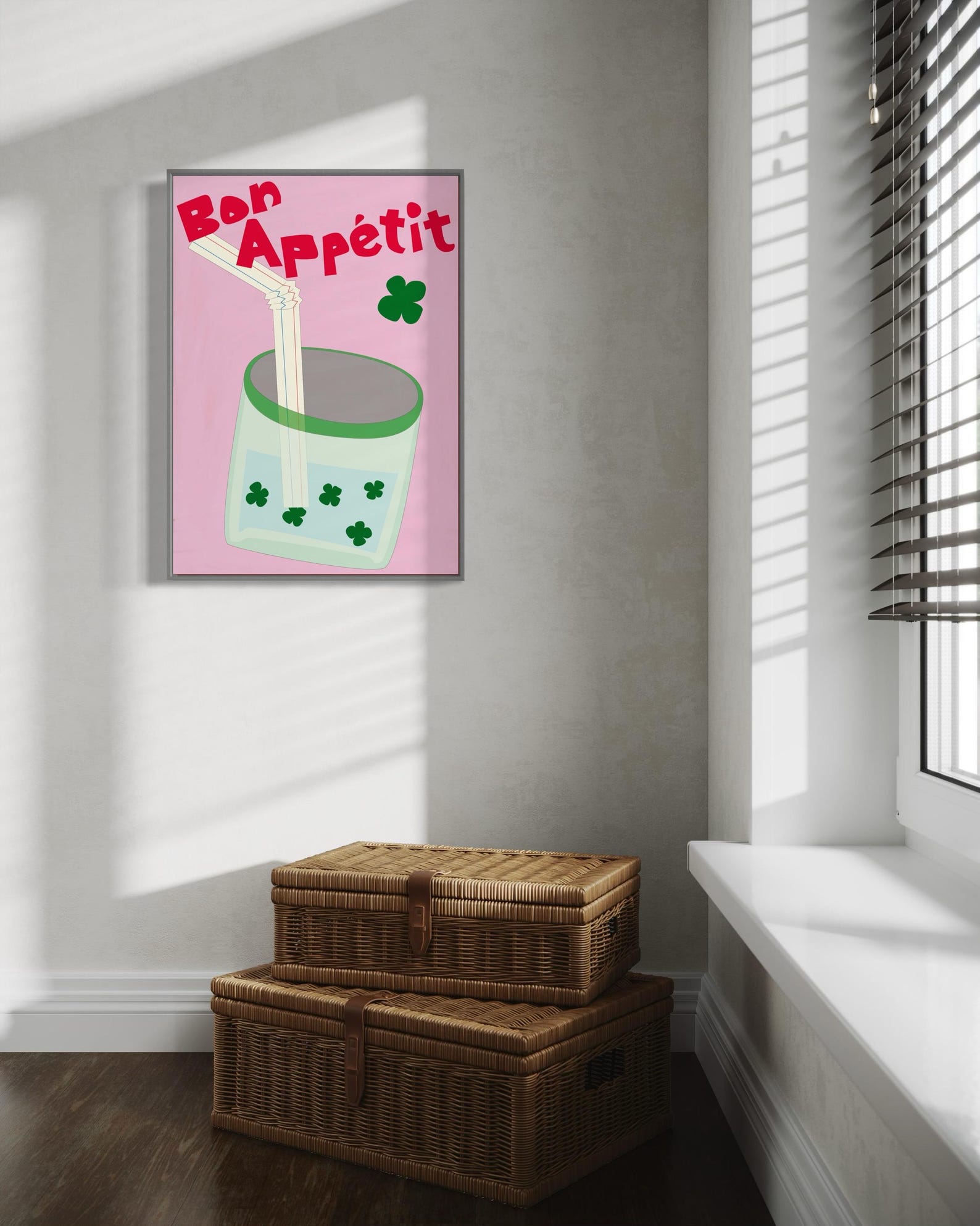 Bon Appétit Clover Art Print Digital Download for Luck and Cheer - Etsy