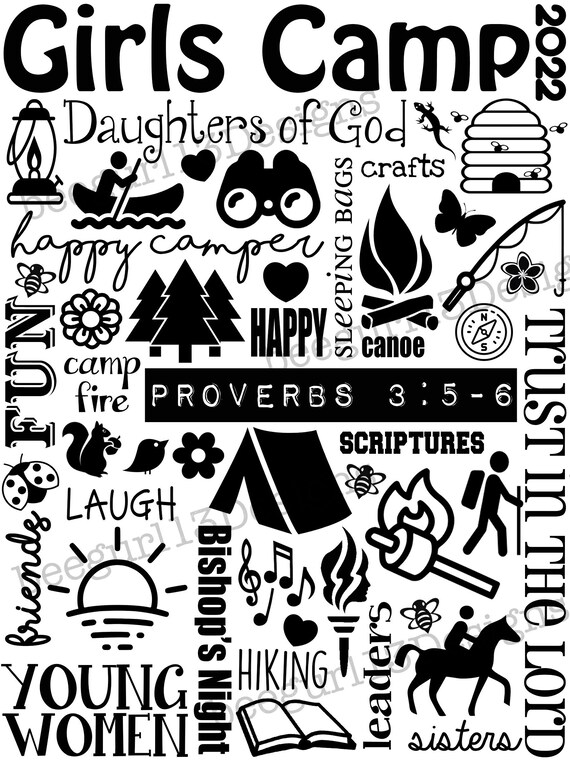 Girls Camp T-shirt Design Logo Set - Etsy