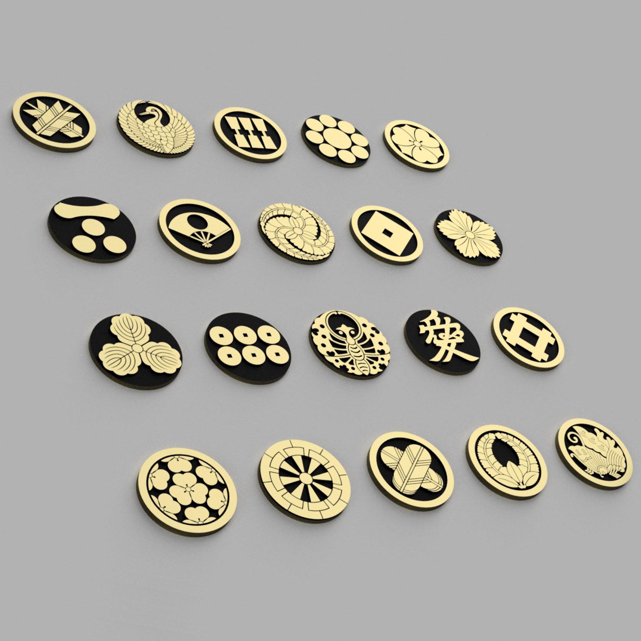20 Japanese Kamon (traditional Family Crests) Ver.2 Stl, Png, Svg – for ...