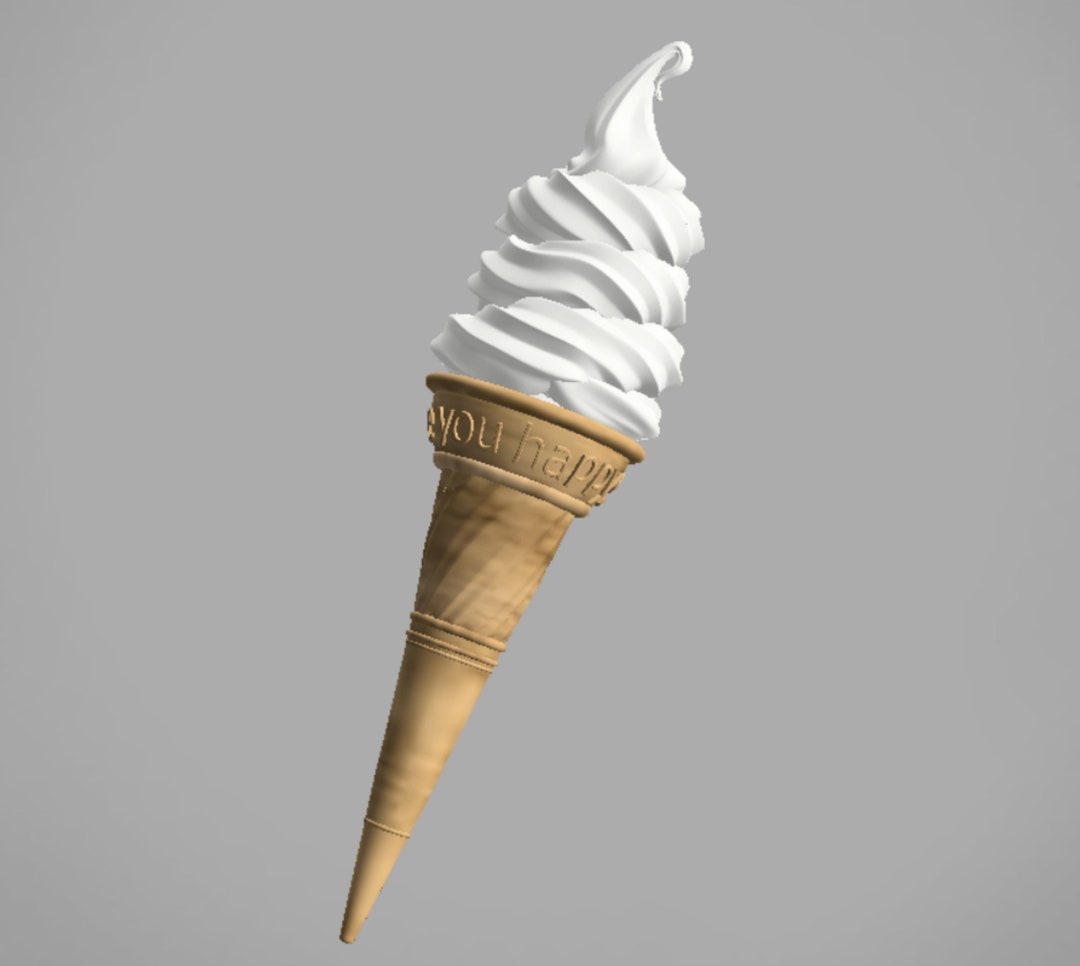 Realistic Soft Serve Ice Cream STL Files (cone + Cream) for 3D Print - Etsy