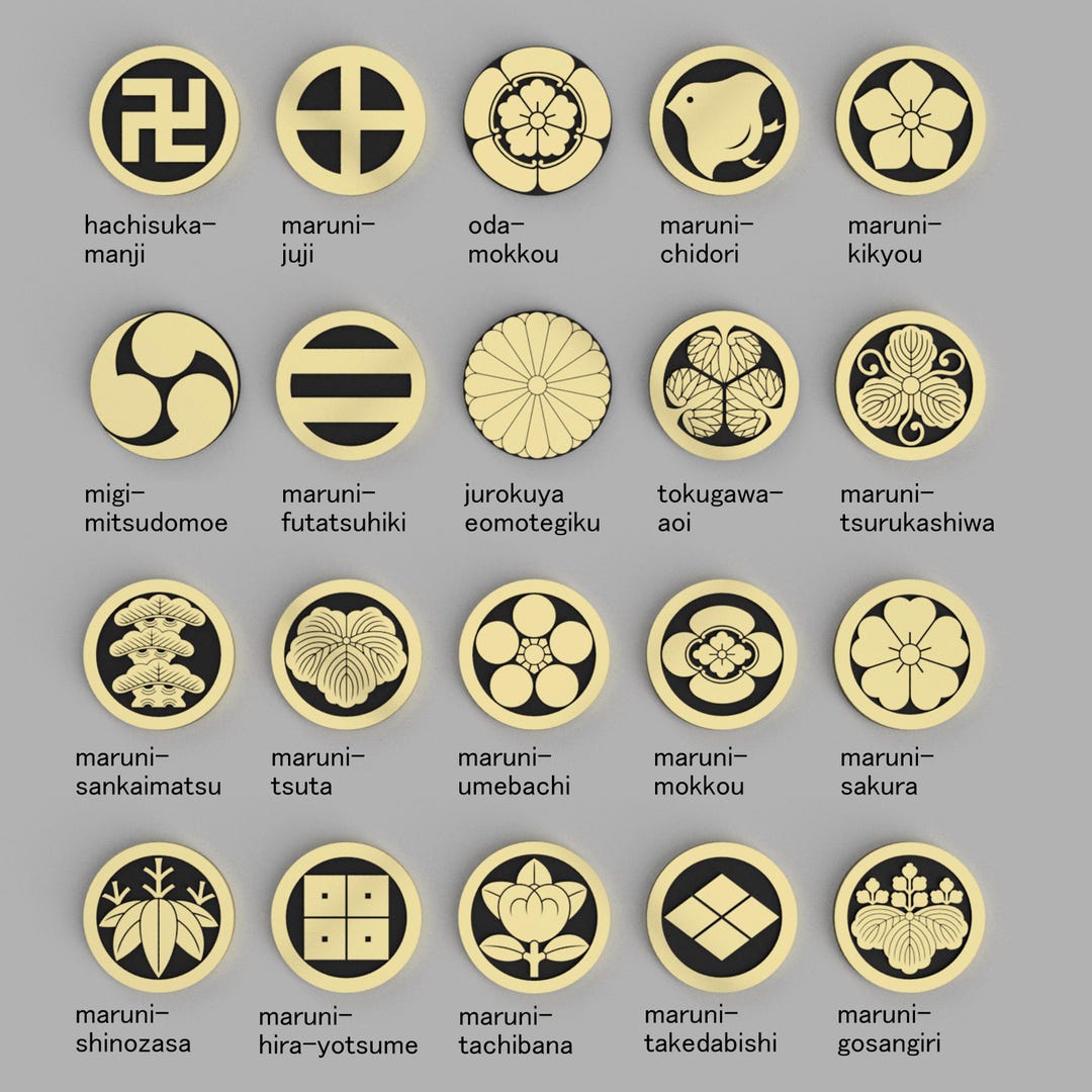 20 Japanese Kamon (traditional Family Crests) Stl, Png, Svg – for 3D ...