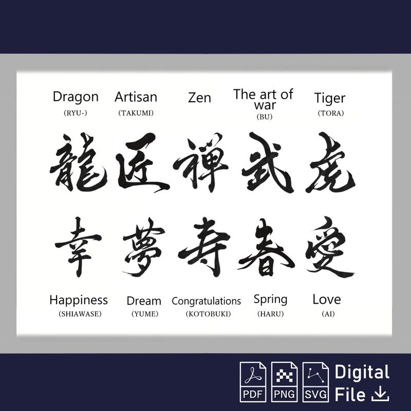 Japanese Kanji Svg - Etsy