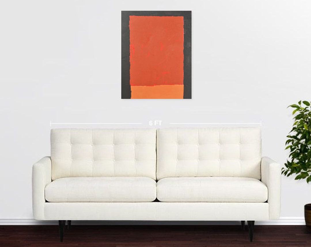 Red Black Orange Painting, Original Red Orange and Black Abstract ...