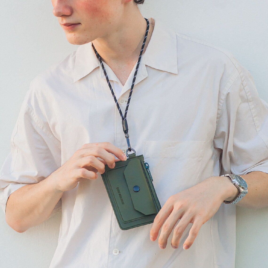 Lanyard Wallet and Badge Holder - Black, PU Leather, Coin Purse, Card ...