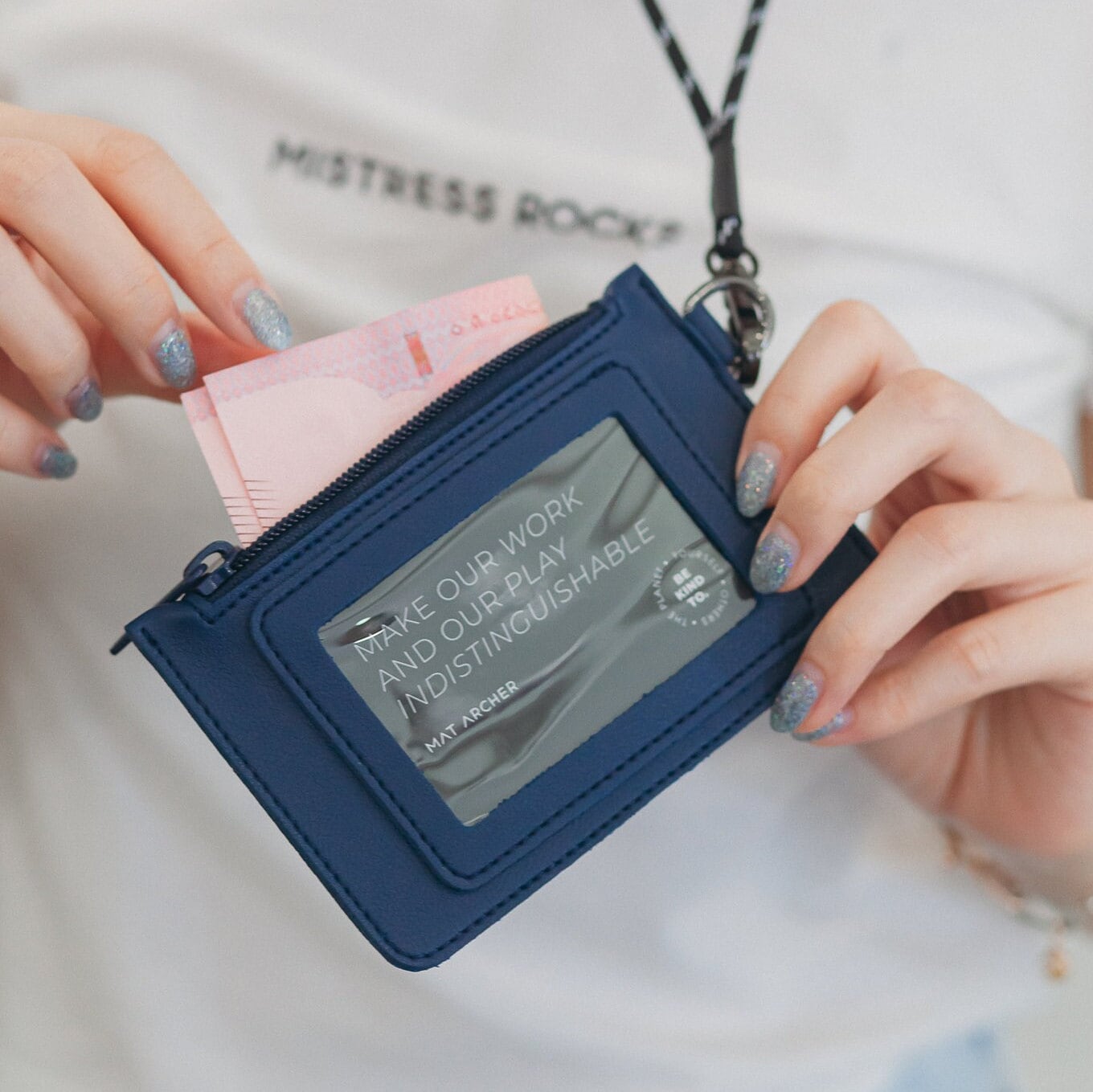 Lanyard Wallet and Badge Holder - Black, PU Leather, Coin Purse, Card ...