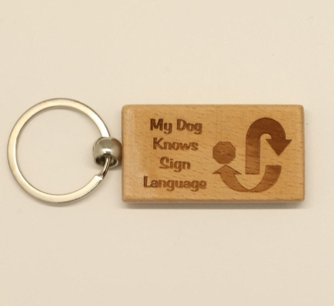 Dog Rally Sign Language Wood Keychain Customizable - Etsy