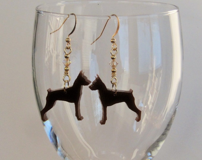 Cute Miniature Pinscher min Pin Earrings With Swarovski Crystal - Etsy