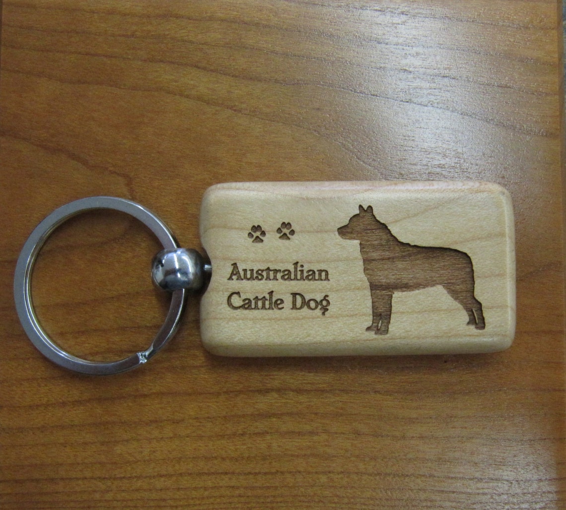 Australian Cattle Dog Wood Keychain Customizable | Etsy